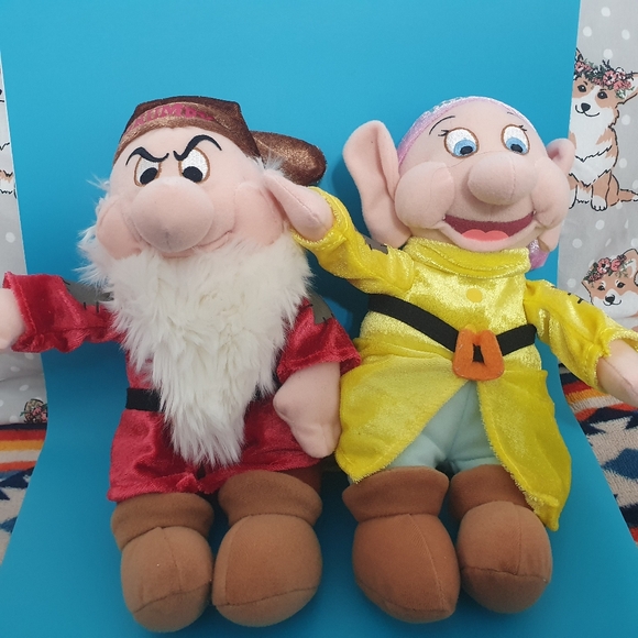 Disney | Toys | Disney Plush Dwarf Pair Dopey And Grumpy | Poshmark